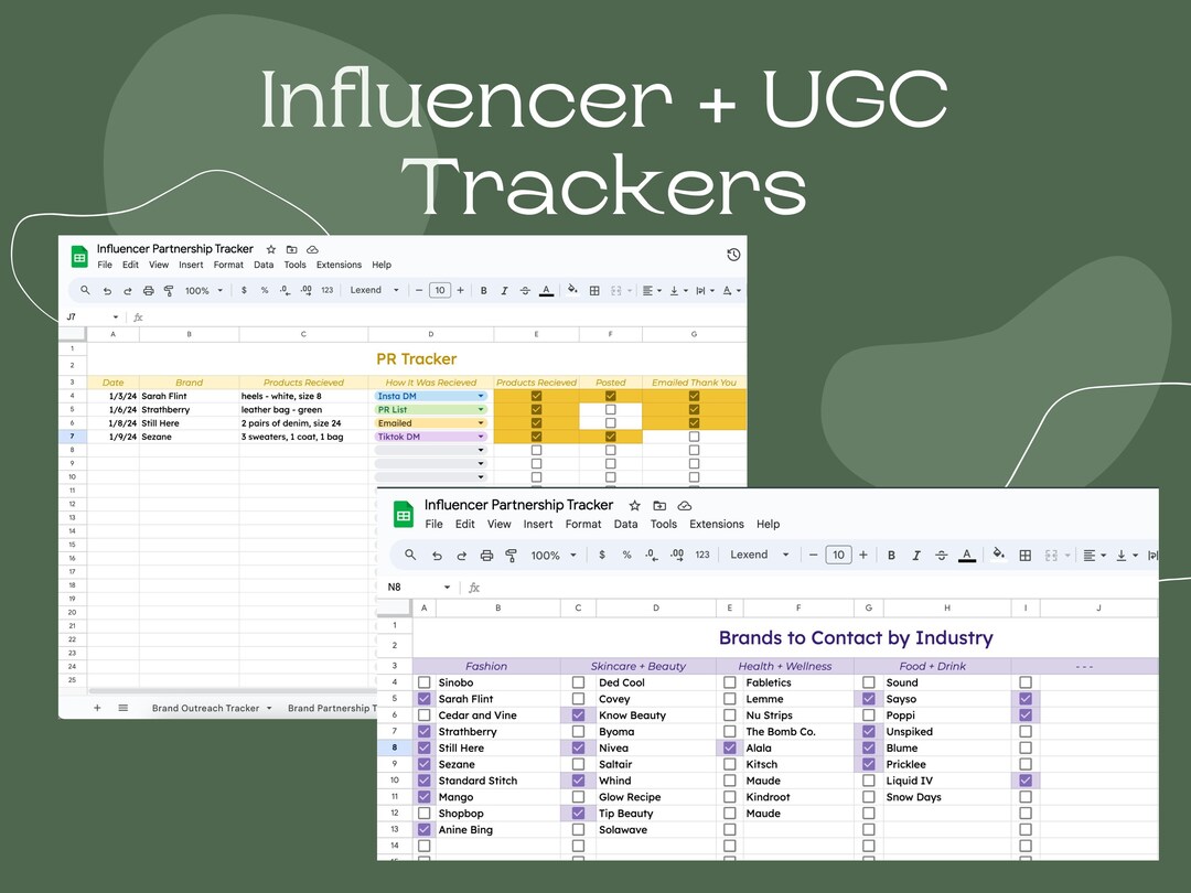 Influencer Partnership Tracker, Outreach Tracker, PR Tracker, Template ...