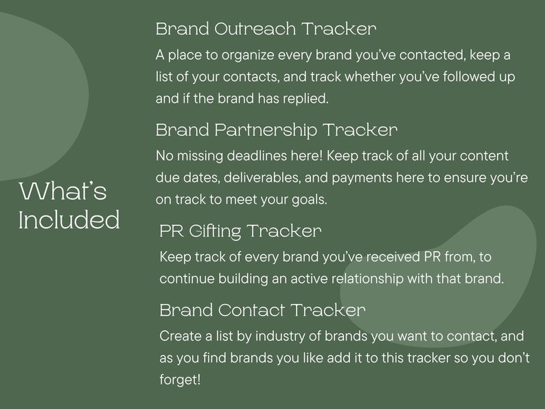 Influencer Partnership Tracker, Outreach Tracker, PR Tracker, Template ...