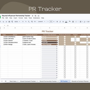 Neutral Influencer Template, Brand Outreach Tracker, User Generated ...