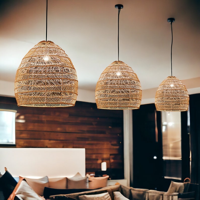 Handmade Rattan Pendant Ceiling Light Asian Style Rattan Lighting Home ...