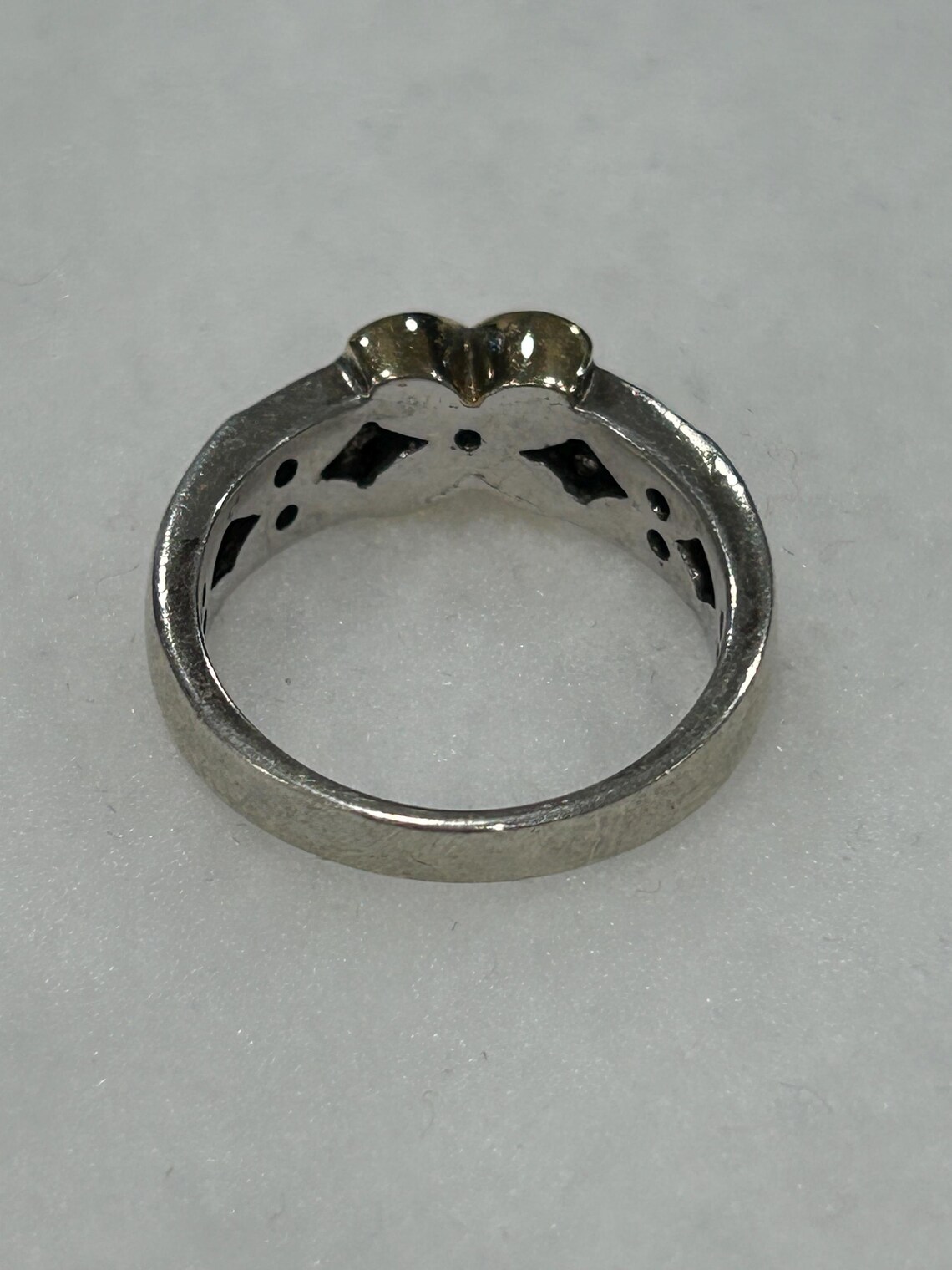 18K Gold and Sterling Silver Cross Pattern Ring Size 7 - Etsy