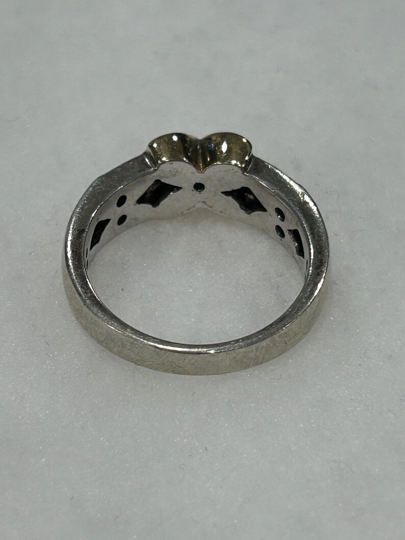18K Gold and Sterling Silver Cross Pattern Ring Size 7 - Etsy