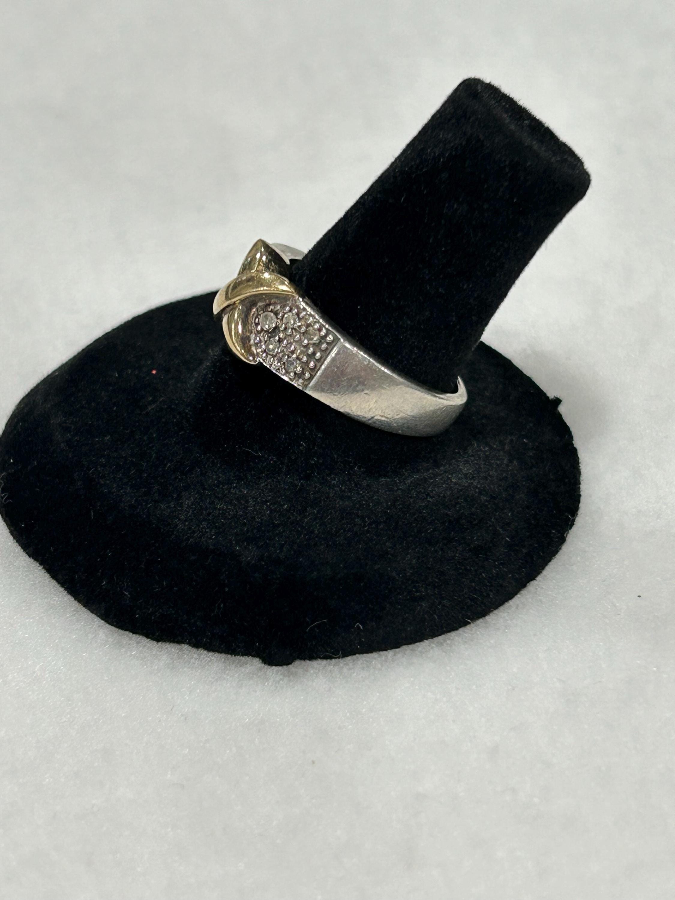 18K Gold and Sterling Silver Cross Pattern Ring Size 7 - Etsy