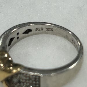 18K Gold and Sterling Silver Cross Pattern Ring Size 7 - Etsy