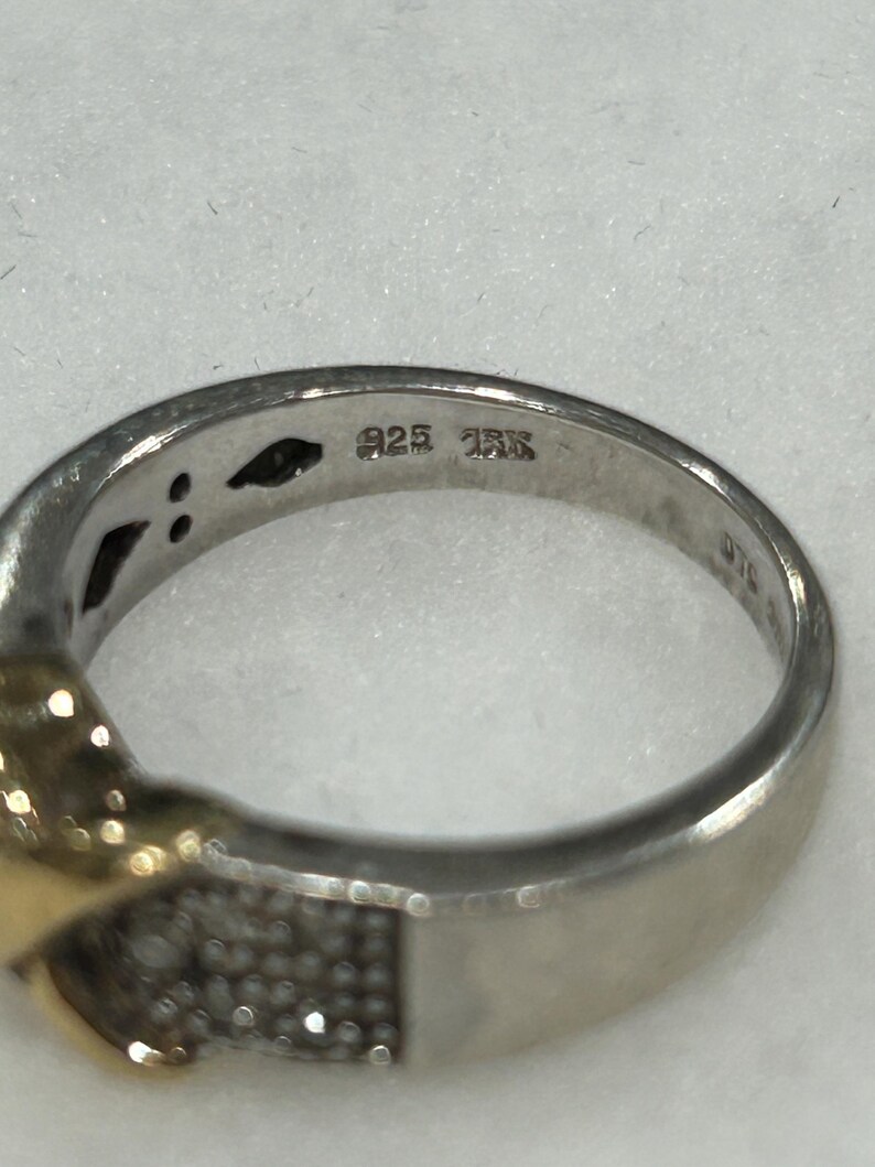 18K Gold and Sterling Silver Cross Pattern Ring Size 7 - Etsy