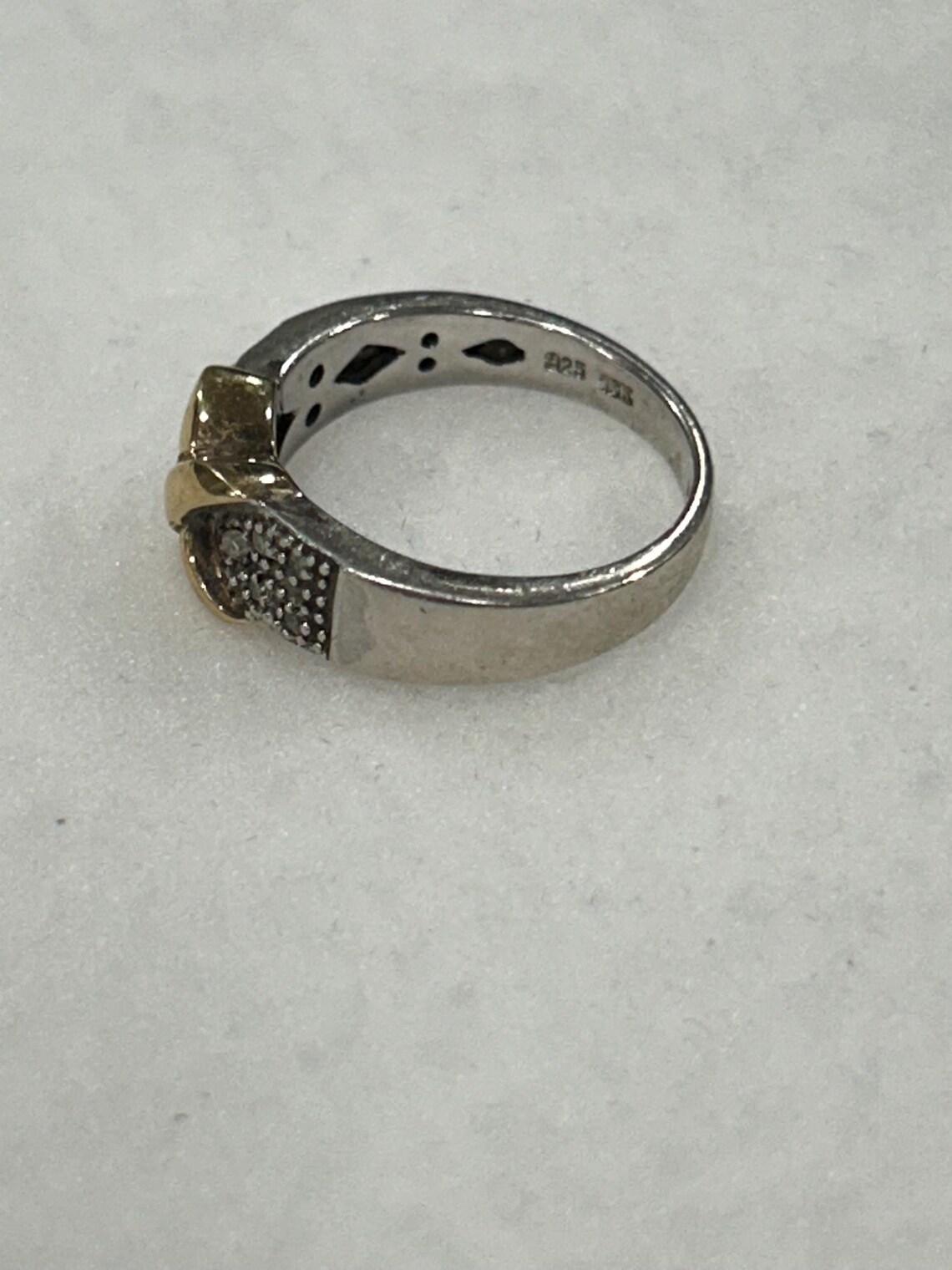 18K Gold and Sterling Silver Cross Pattern Ring Size 7 - Etsy