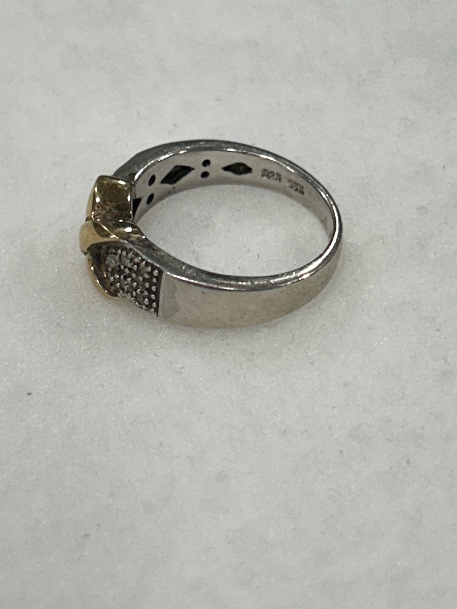 18K Gold and Sterling Silver Cross Pattern Ring Size 7 - Etsy
