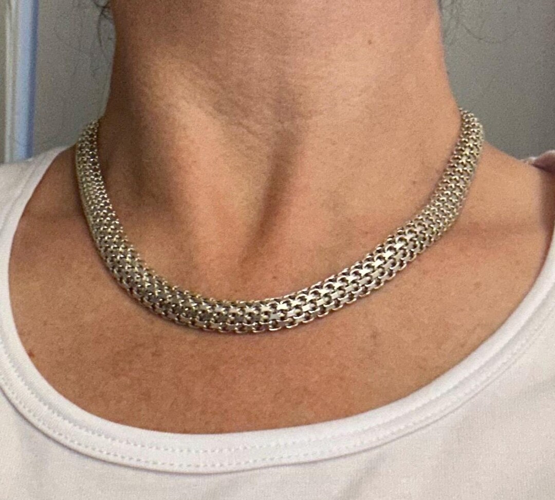 Stunning Vintage Italian Silver Linked Chain 3/8” X 18” 42g Makers Mark ...