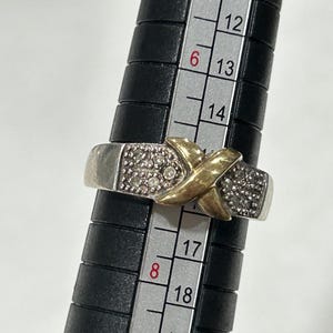 18K Gold and Sterling Silver Cross Pattern Ring Size 7 - Etsy