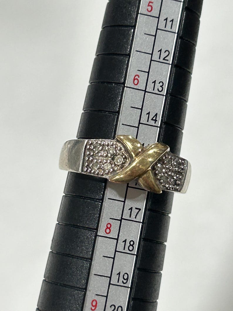 18K Gold and Sterling Silver Cross Pattern Ring Size 7 - Etsy