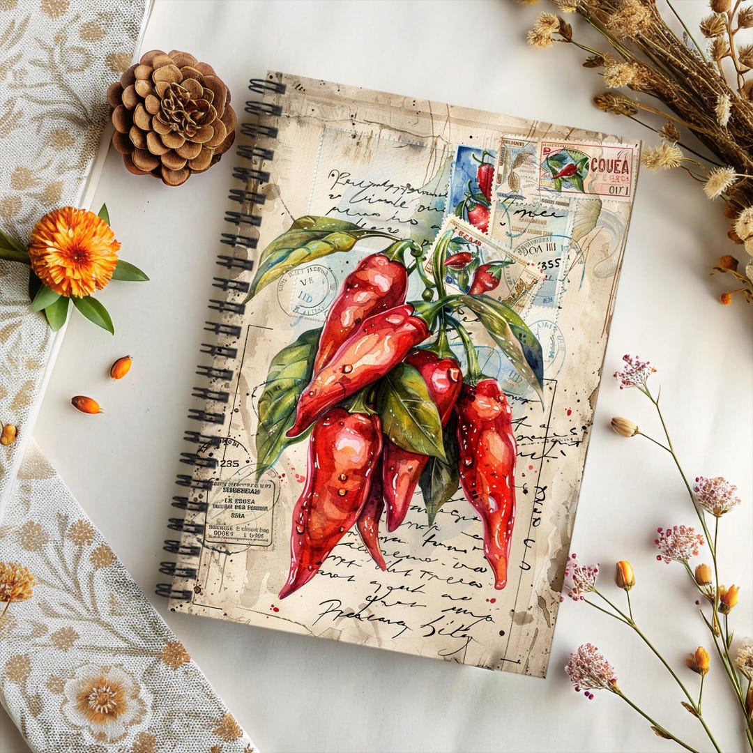 Chili Pepper Journal Top Spiral Bound Notebooks Small Spiral Notebooks ...