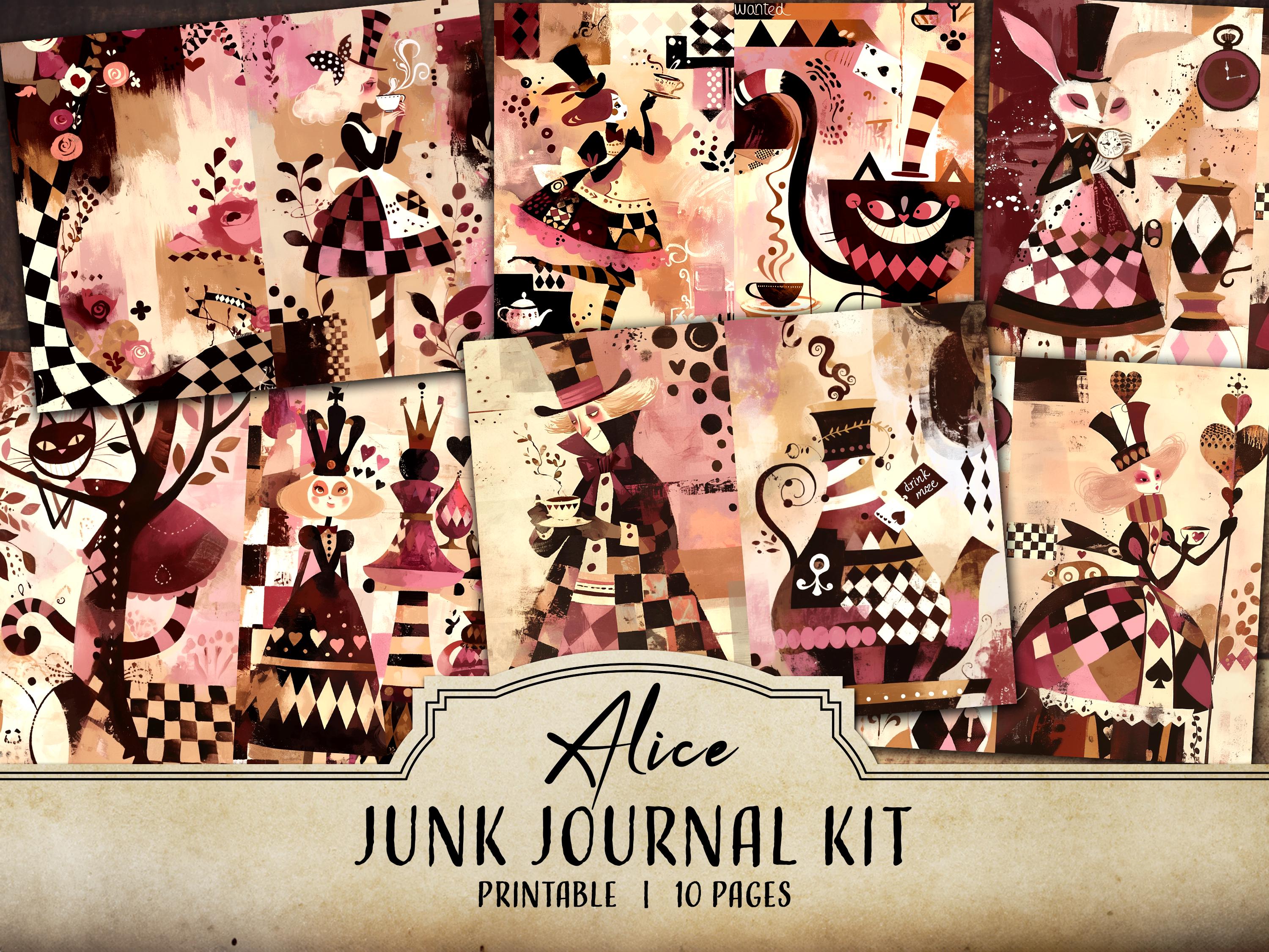 Alice in Wonderland Junk Journal Kit Junk Journals Scrapbook Paper ...