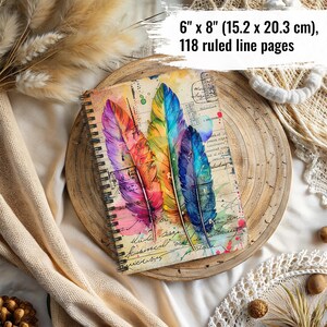 Rainbow Feather Journal Top Spiral Bound Notebooks Small Spiral ...
