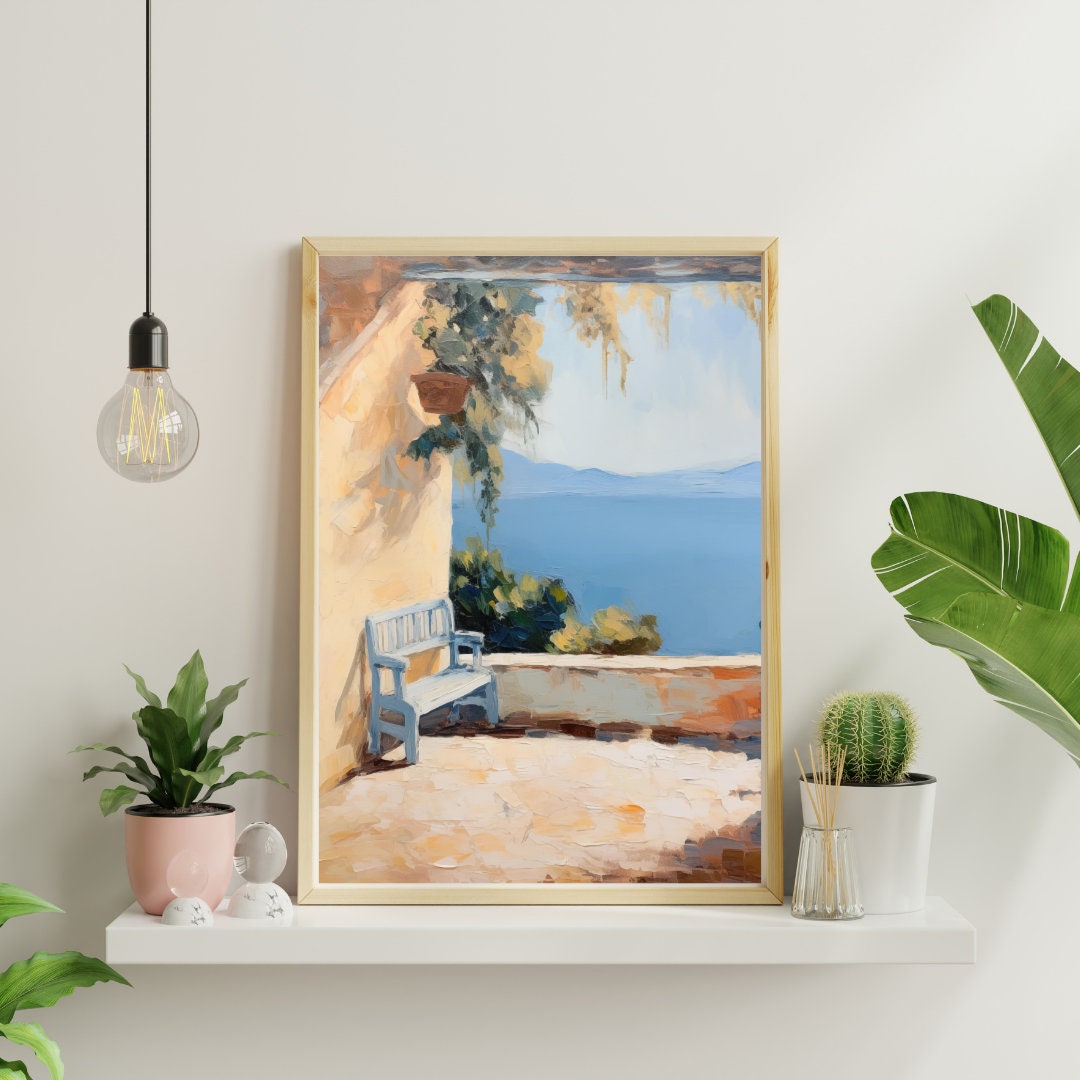 Terrace Sea View Painting: Coastal Wall Art (digital Download) - Etsy