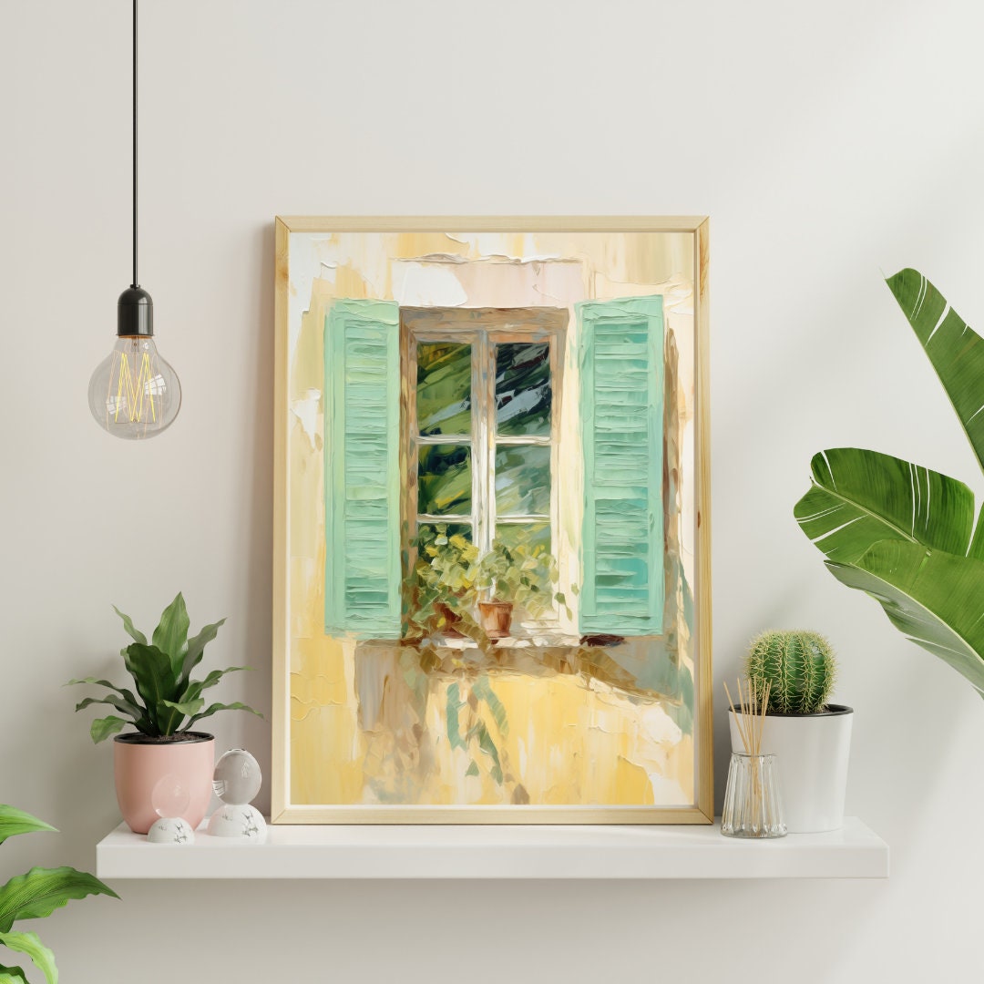 Nice France Window Oil Painting: Light Green Shutters (digital Download ...