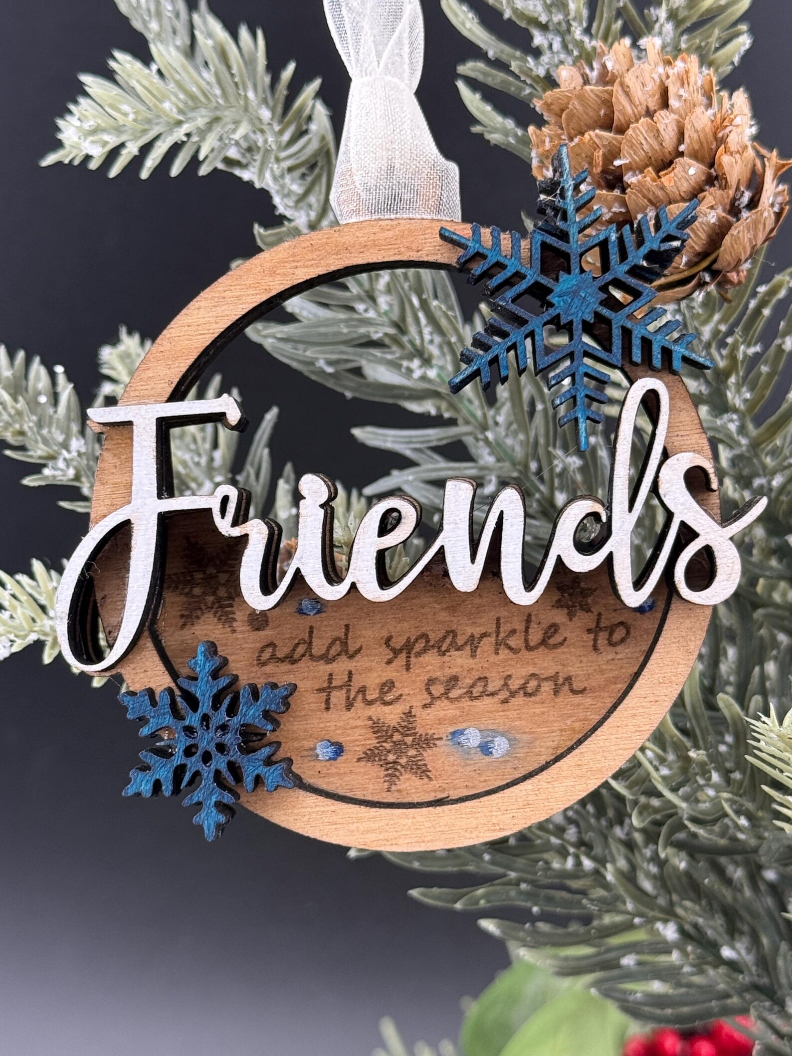 Personalized Wooden Friend Christmas Ornaments, Custom Laser Cut & Hand ...