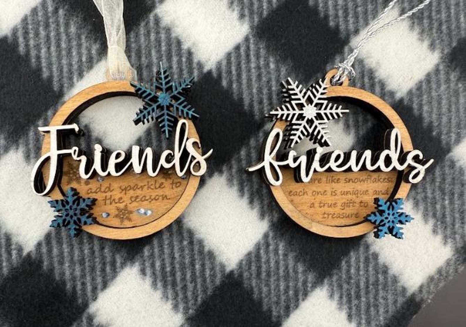 Personalized Wooden Friend Christmas Ornaments, Custom Laser Cut & Hand ...