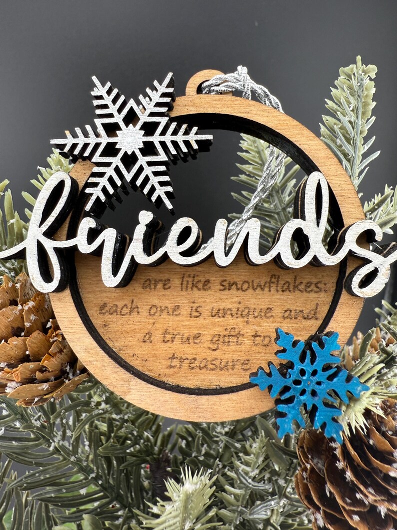 Personalized Wooden Friend Christmas Ornaments, Custom Laser Cut & Hand ...