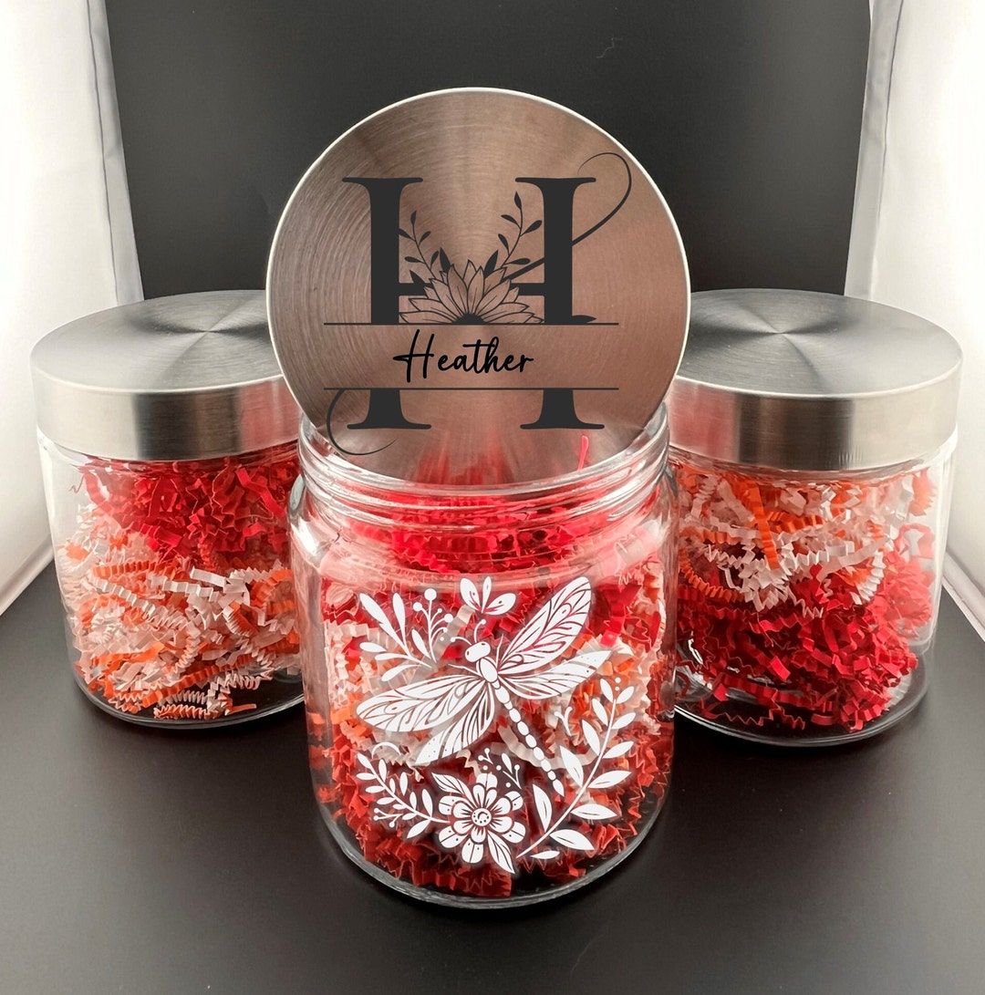 Customizable Clear Round Glass Jar With Stainless Steel Lid ...