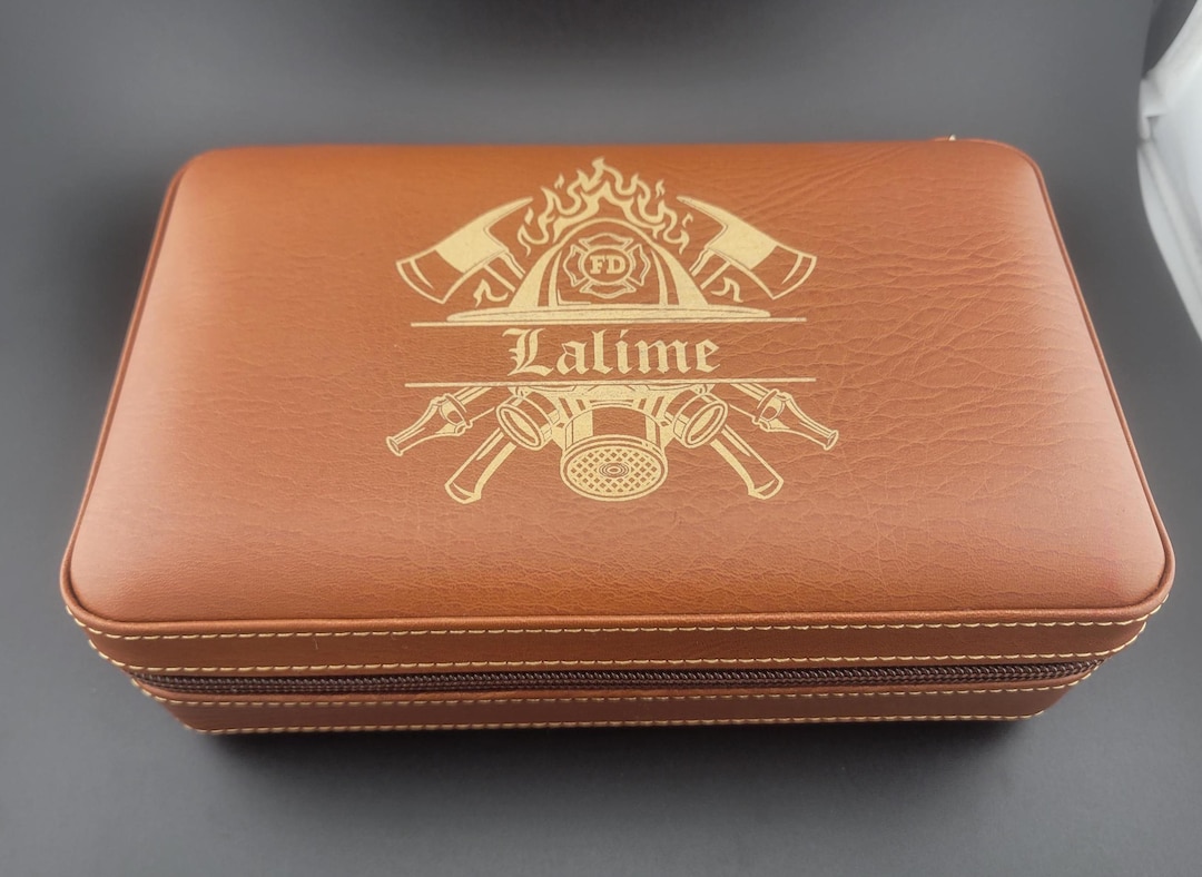 Customized Leather Travel Humidor, Compact Engraved Leather Humidor ...
