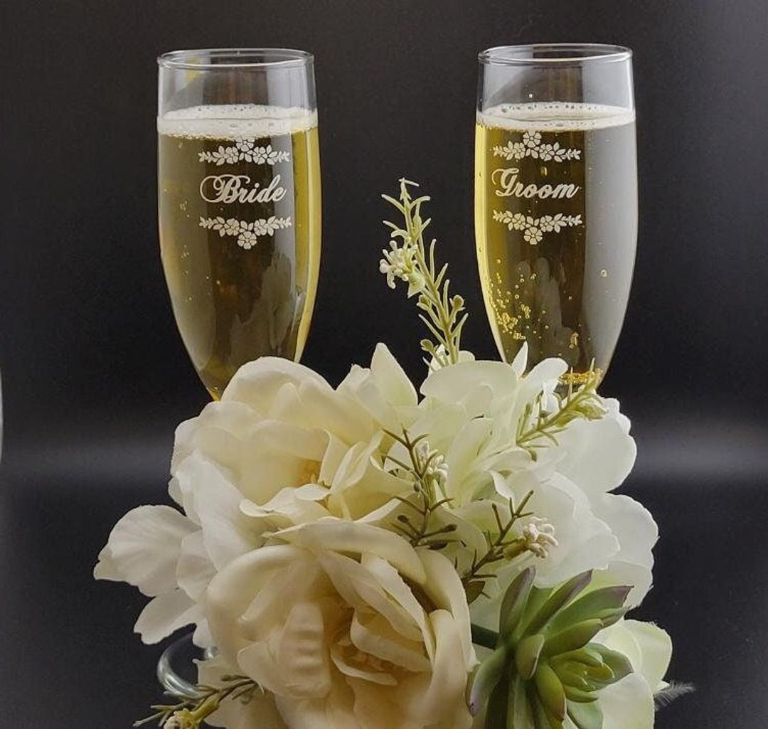 Personalized Champagne Glasses, Custom Engraved Wedding Glasses, Custom ...