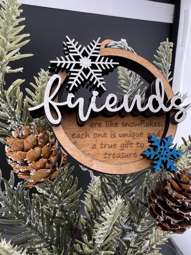 Personalized Wooden Friend Christmas Ornaments, Custom Laser Cut & Hand ...