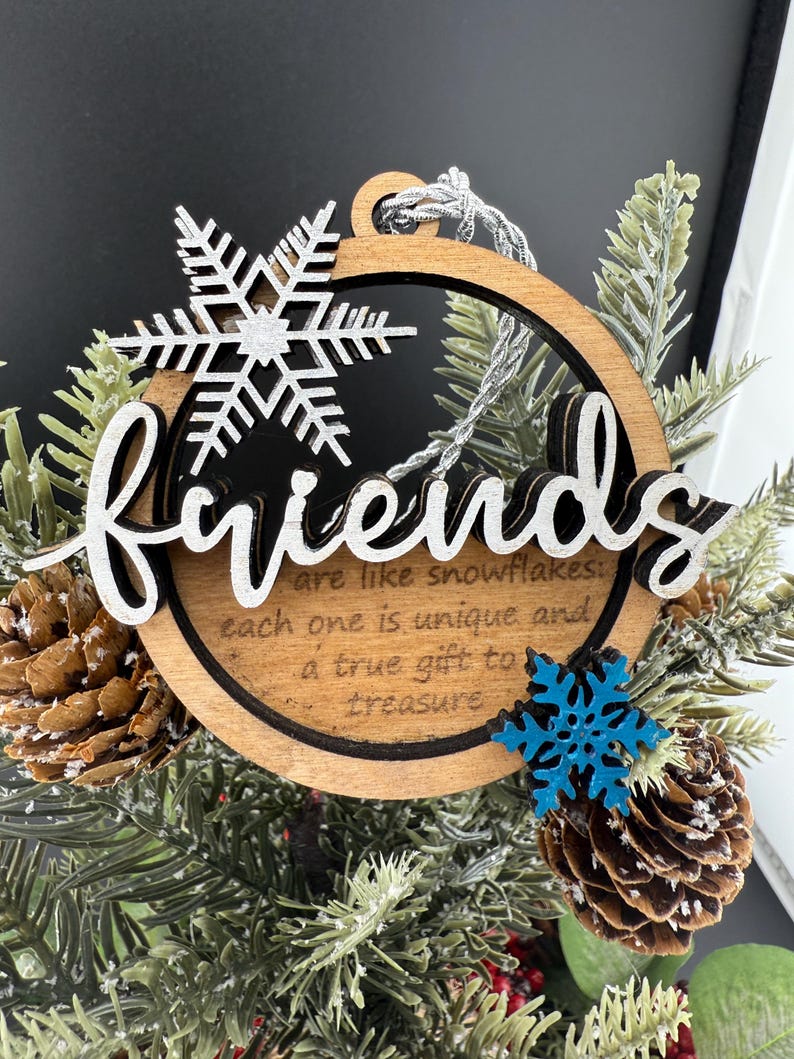 Personalized Wooden Friend Christmas Ornaments, Custom Laser Cut & Hand ...