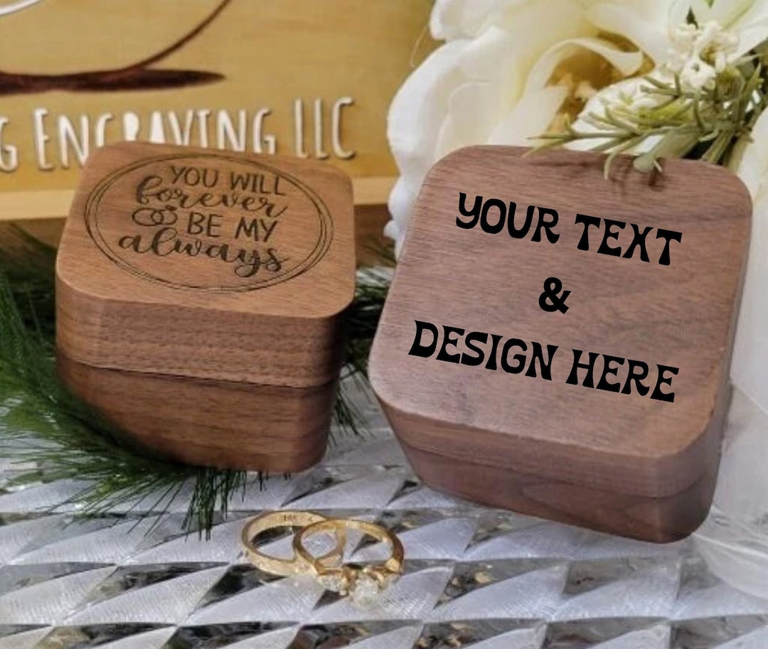 Engraved Walnut Proposal Ring Box: Slim Velvet Lined Engagement Box - Etsy