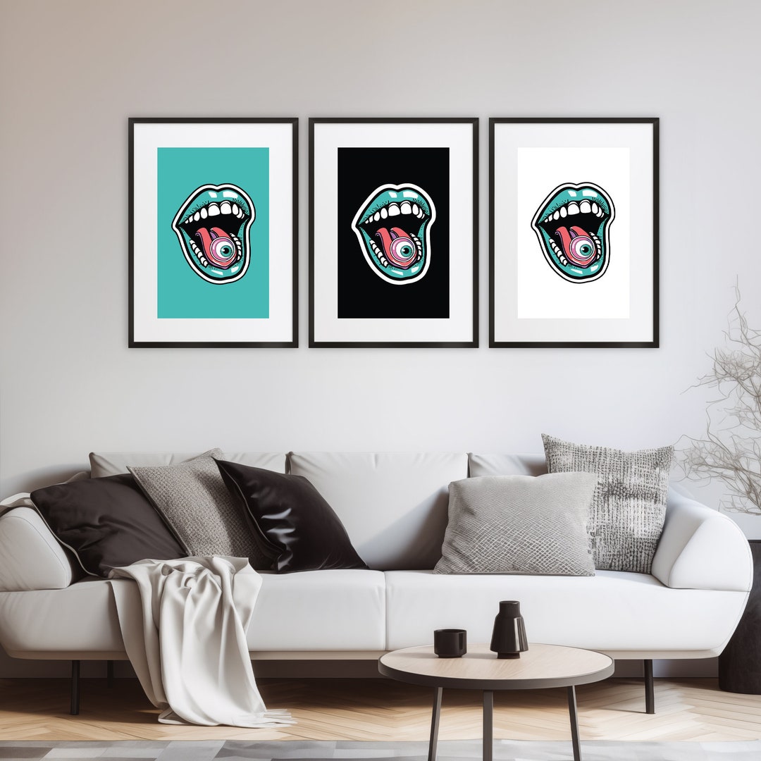 A Set of Mouth Eye Street Art Posters, Digital Downloadable Wall Art ...