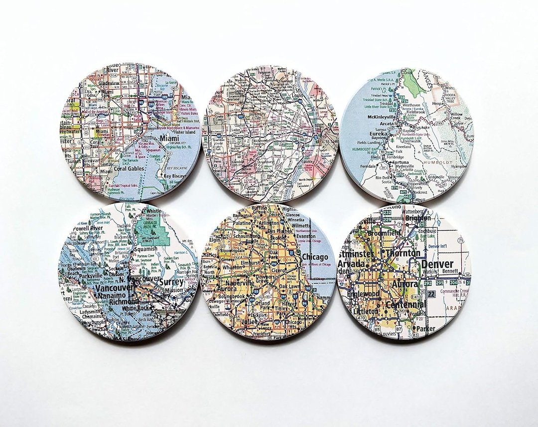 Personalized Map Coasters Ceramic Coaster Set State Map Coasters Custom ...