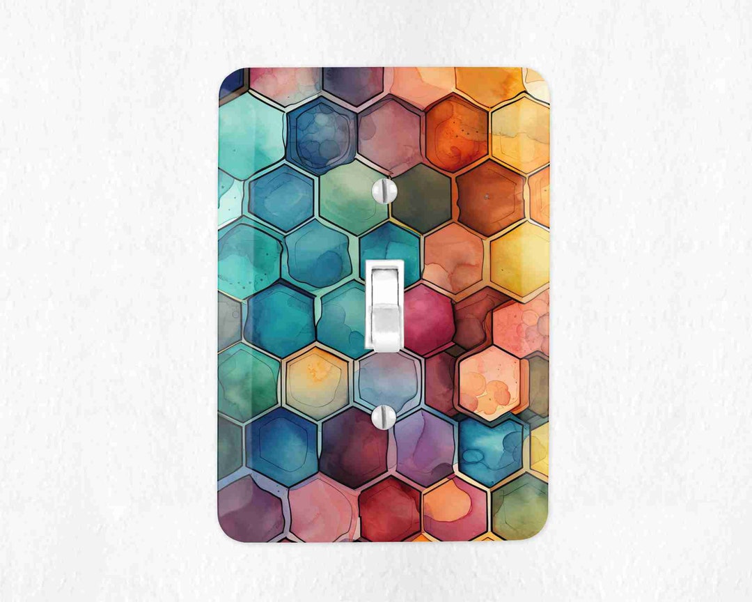 Honeycomb Tile Watercolor Switch Plate Cover Light Switch Wall Plate ...
