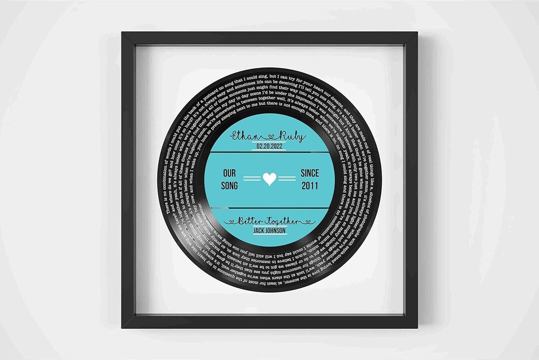 Personalized Record Print Personalized Vinyl Record Song Lyrics Frame ...