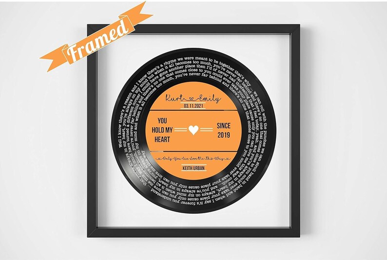 Personalized Record Print Personalized Vinyl Record Song Lyrics Frame ...