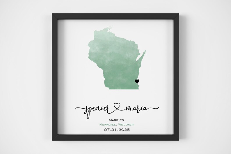 Personalized Wisconsin Wedding State Map Print State Map Art ...