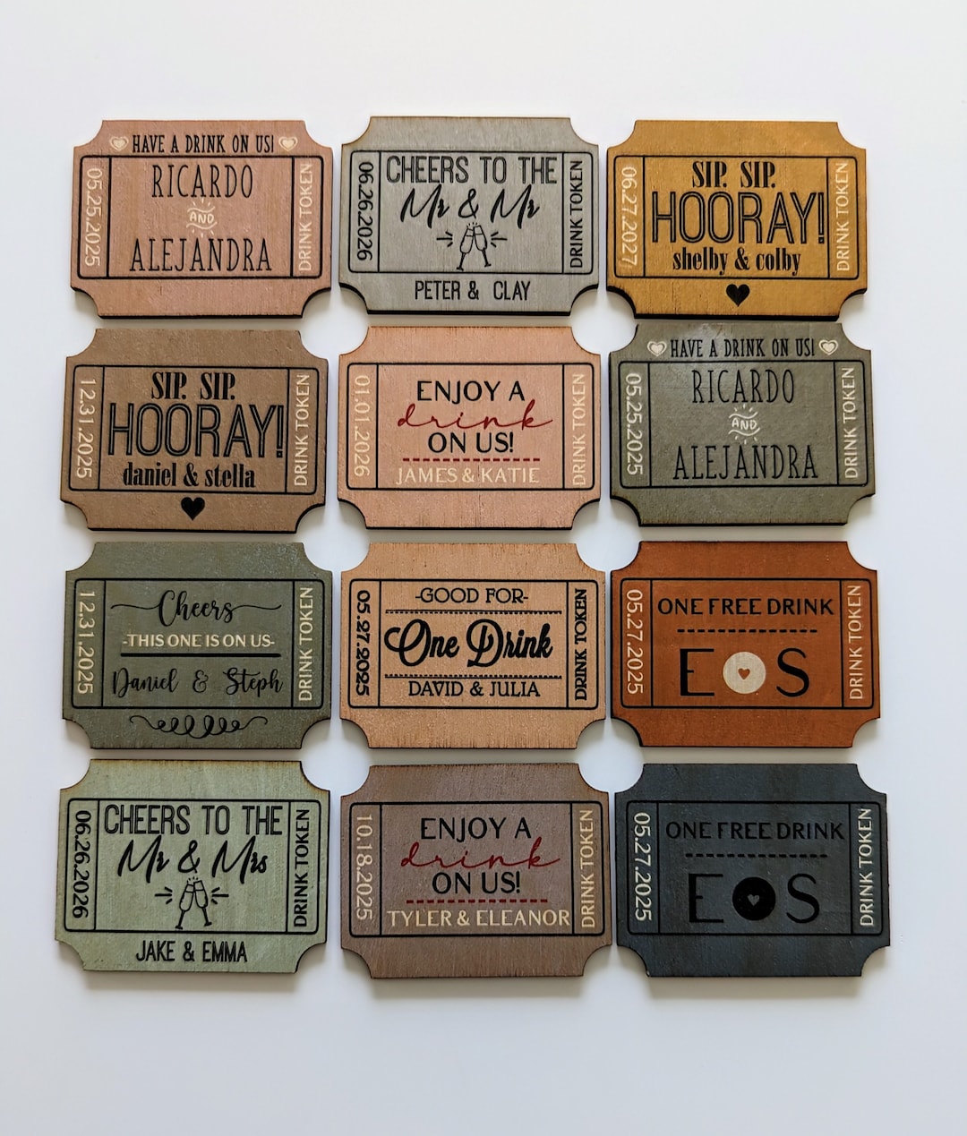 Wood Ticket Drink Tokens Retro Vintage Ticket Have a Drink on Us Event ...