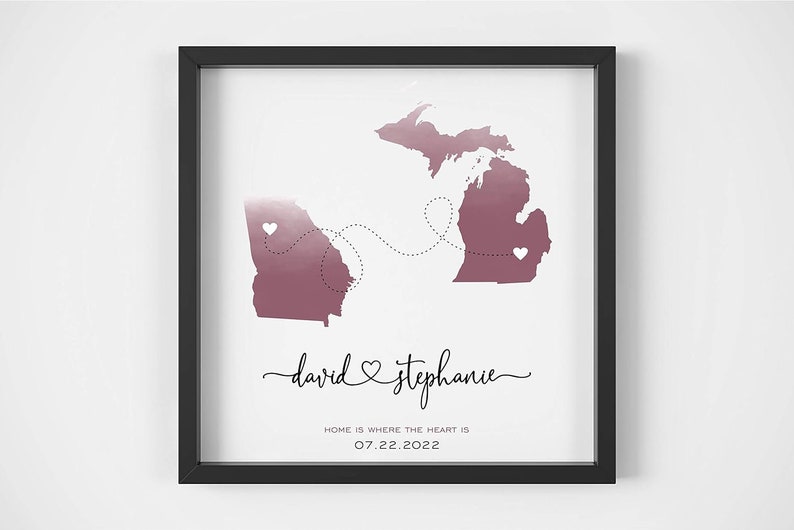 Long Distance Love Long Distance Gift Personalized Map Print Keepsake ...