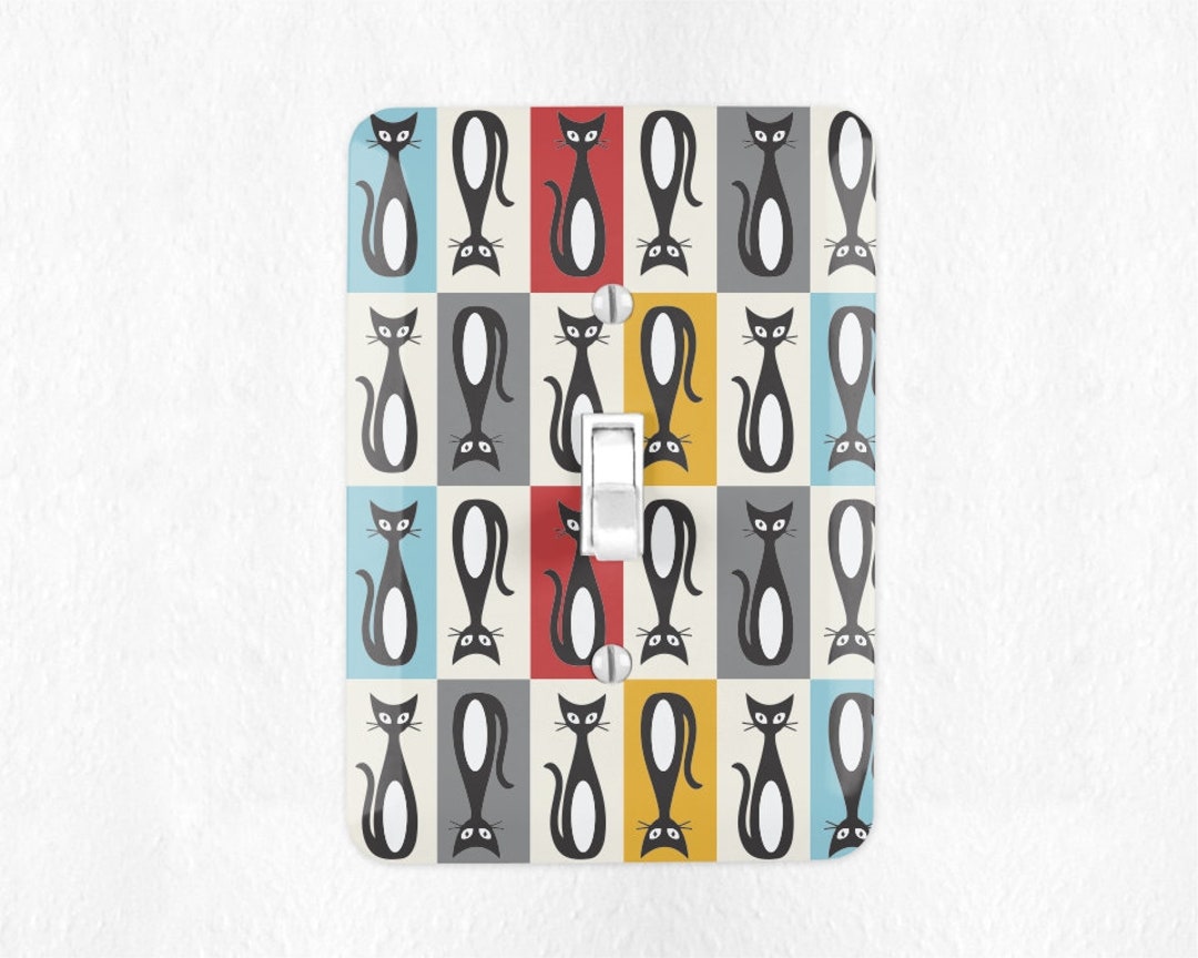 Mid Century Modern Cats Light Switch Plate Mid Century Modern Light ...