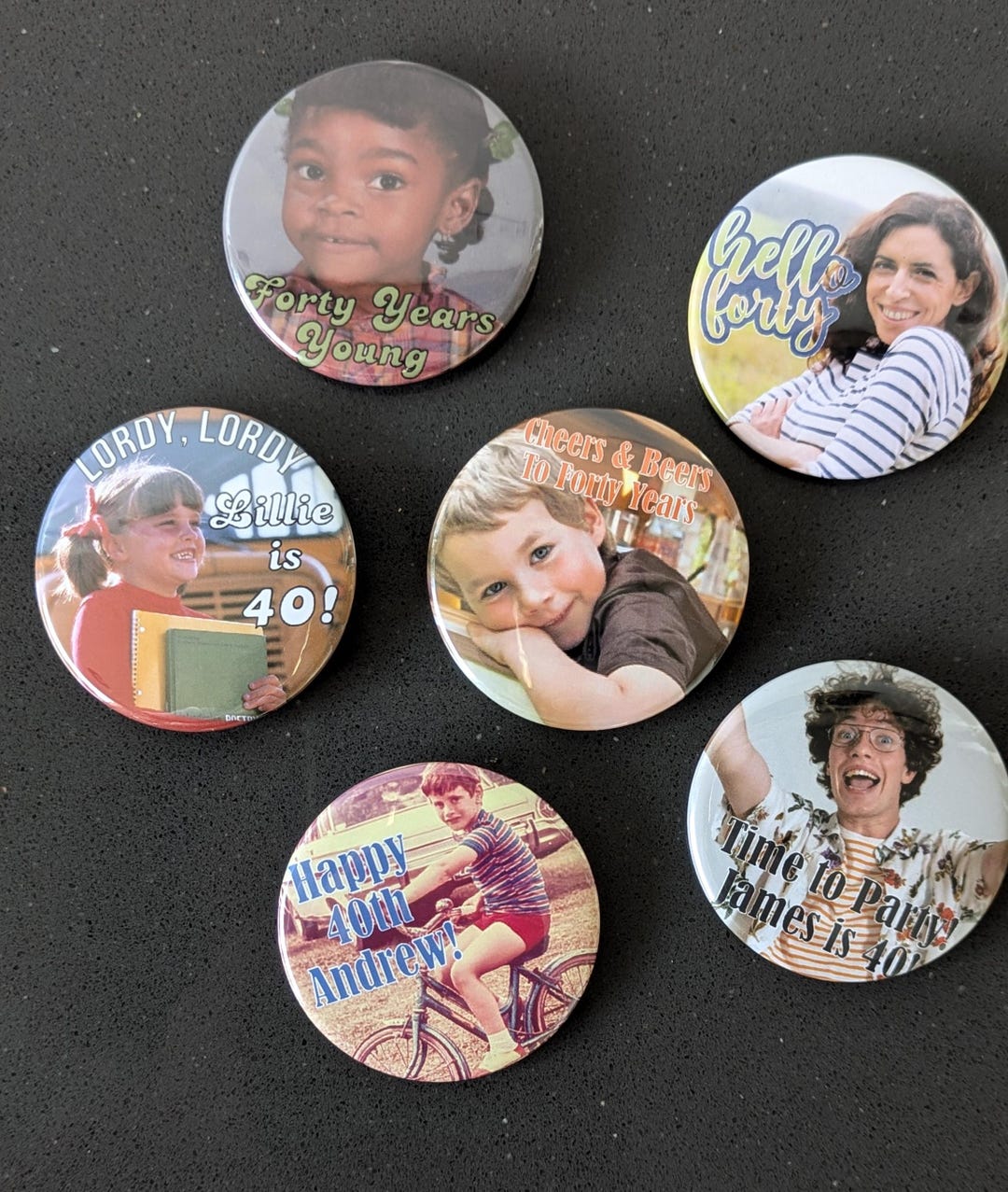 Custom 40th Birthday Party Favor Milestone Birthday Photo Pins Adult ...