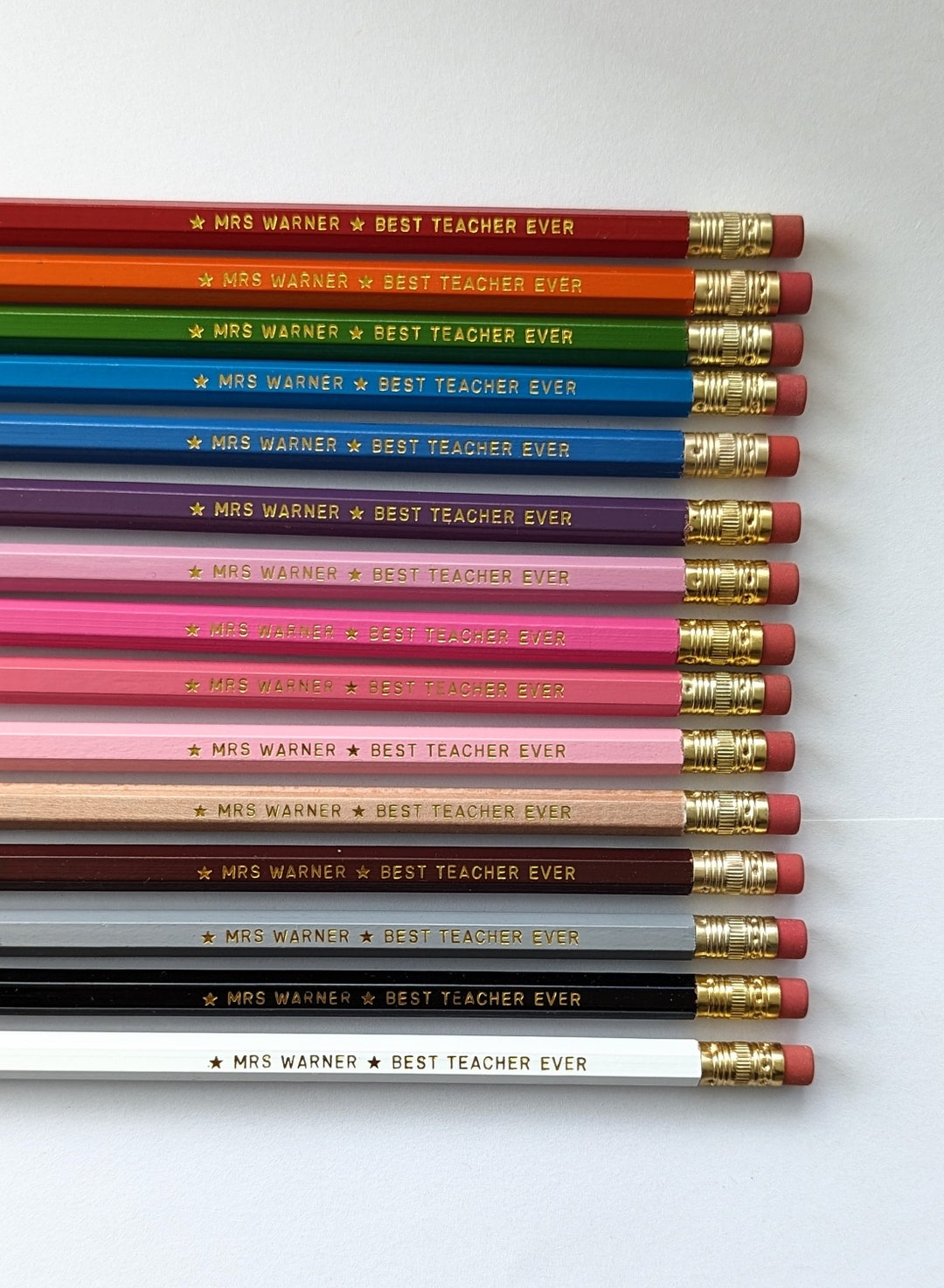 Teacher Gift Personalized Teacher Pencils Best Teacher Ever Back to ...
