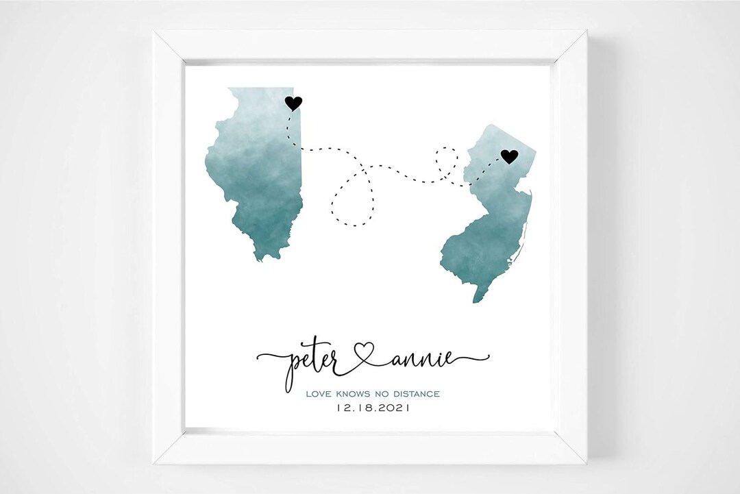 Long Distance Love Long Distance Gift Personalized Map Print Keepsake ...