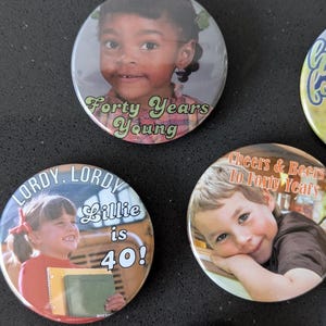 Custom 40th Birthday Party Favor Milestone Birthday Photo Pins Adult ...