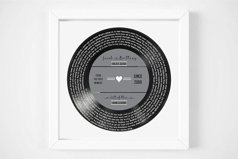 Personalized Record Print Personalized Vinyl Record Song Lyrics Frame ...