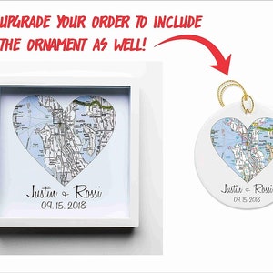 Wedding Gift Map Art Framed Print Personalized Wedding Gift Heart Map ...