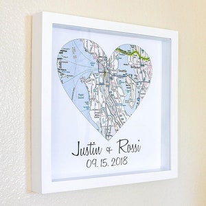 Wedding Gift Map Art Framed Print Personalized Wedding Gift Heart Map ...