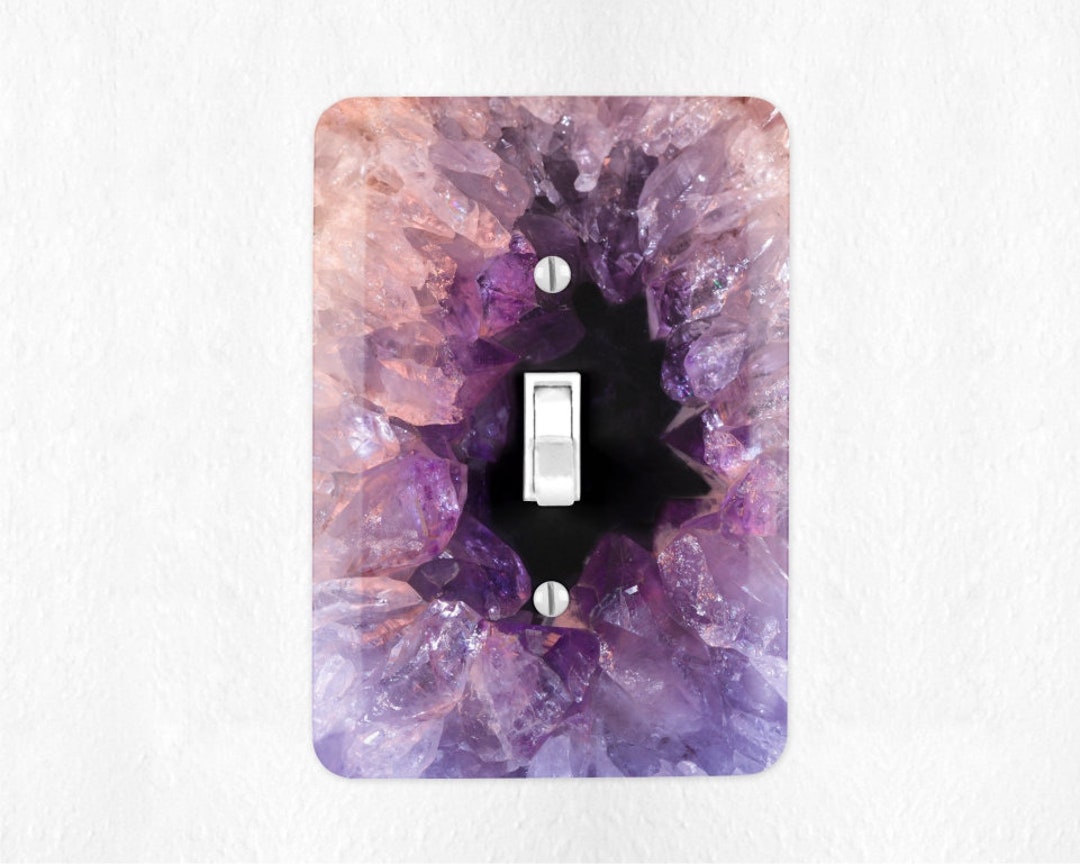 Purple Geode Amethyst Switch Plate Cover New Age Crystal Boho Switch Plate Cover Boho Healing ...