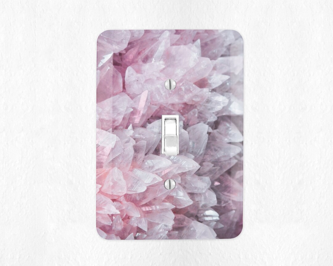 Pink Rose Quartz Crystal Switch Plate Cover New Age Crystal Boho Switch ...