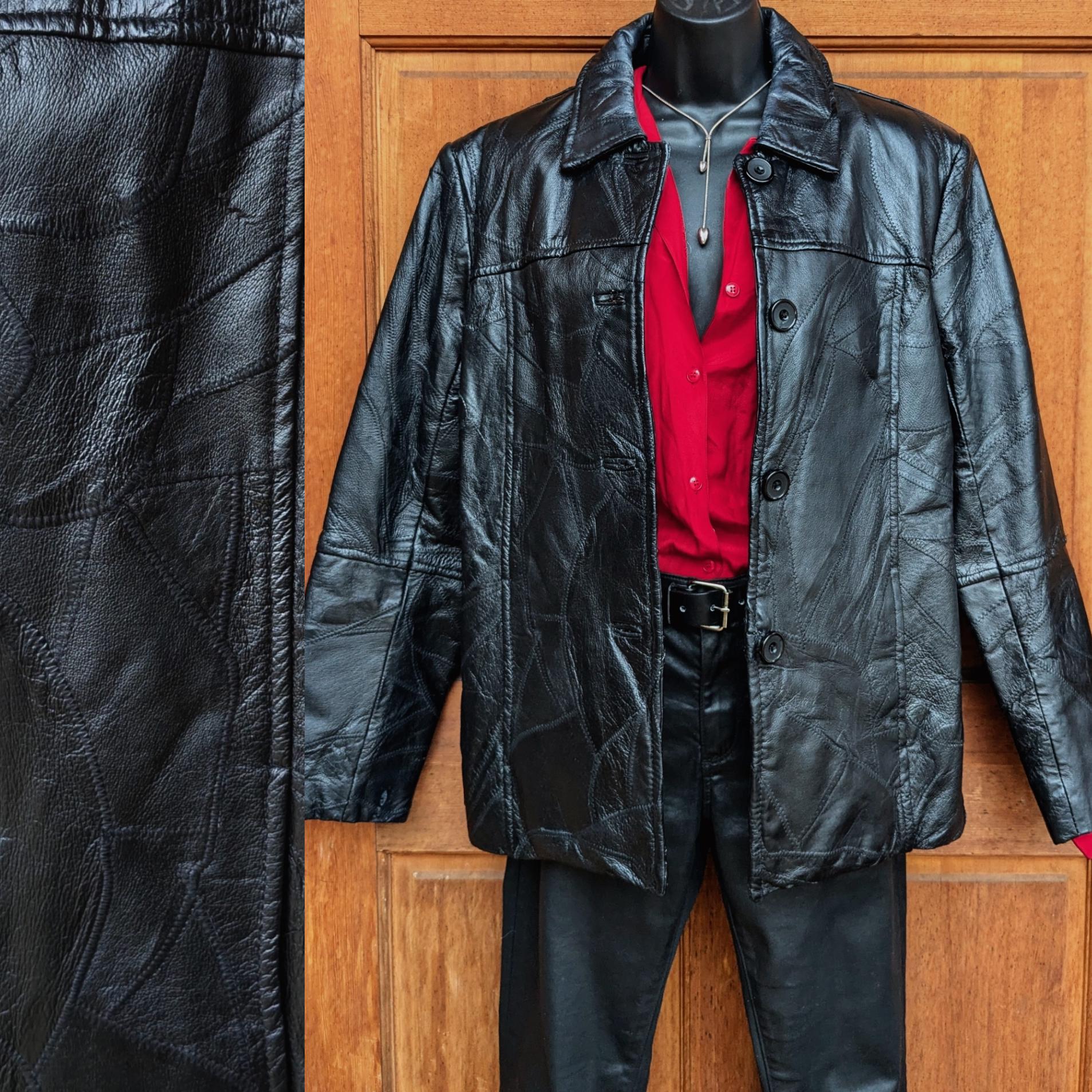 Black 1980s Genuine Leather Patchwork Jacket by LEATHER AND SOUL - Etsy