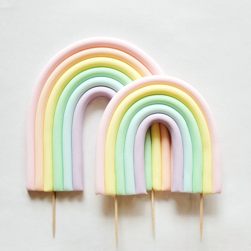 Pastel Rainbow Cake Topper - Etsy