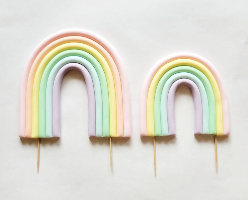 Set of Fondant Rainbow Cake Toppers Pastel - Etsy