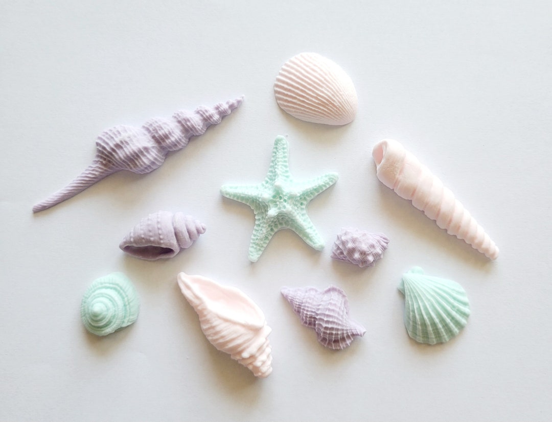 10 Under the Sea Seashells Fondant Cupcake Cake Toppers - Etsy